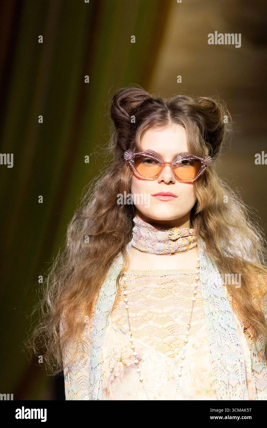 Model Anna Robinson is seen on the catwalk at the Anna Sui fashion show ...