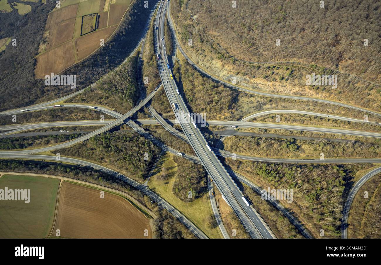 Motorway junction Wetzlar, motorway A45 and motorway A480, Hermannstein ...