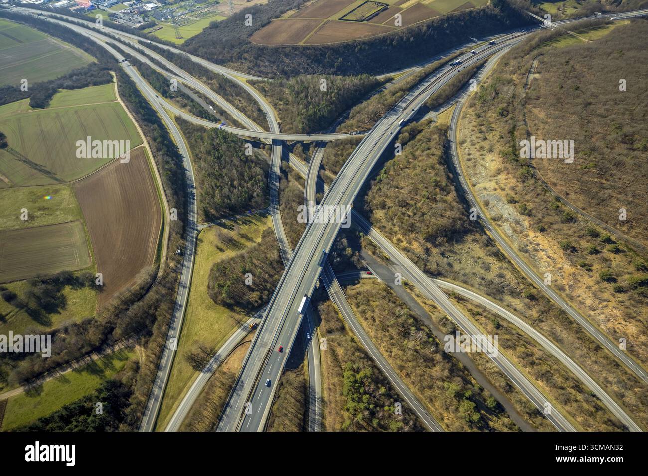Motorway junction Wetzlar, motorway A45 and motorway A480, Hermannstein ...