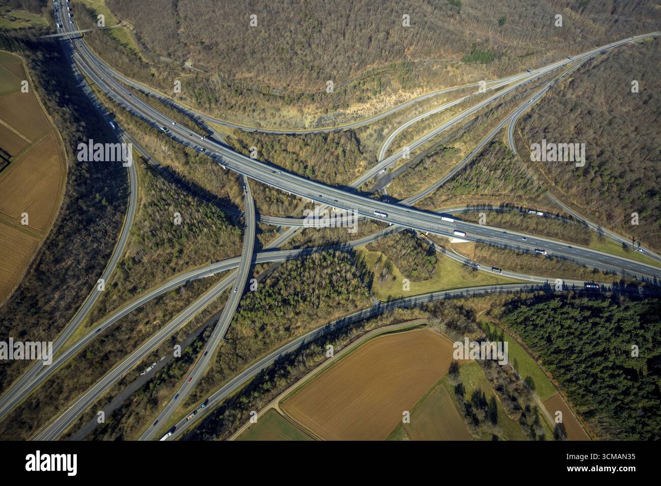 Motorway junction Wetzlar, motorway A45 and motorway A480, Hermannstein ...