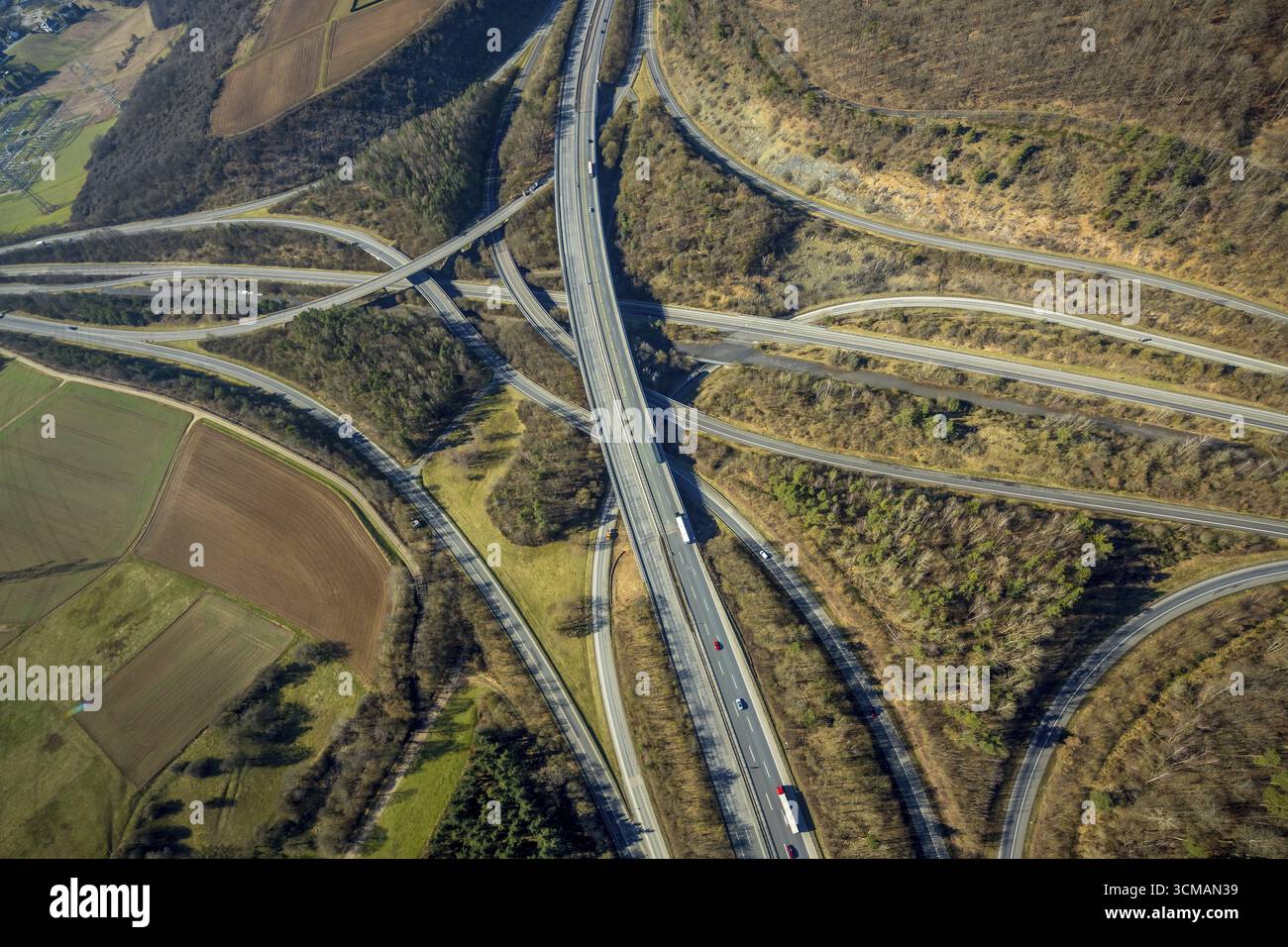 Motorway junction Wetzlar, motorway A45 and motorway A480, Hermannstein ...
