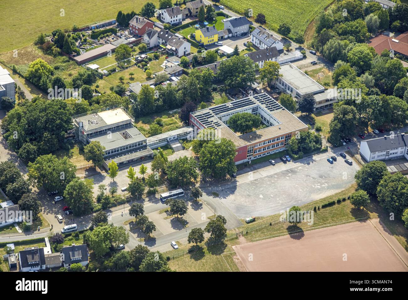 Aerial photo, Waldorf School, Pelkum, Hamm, Ruhr area, North Rhine ...