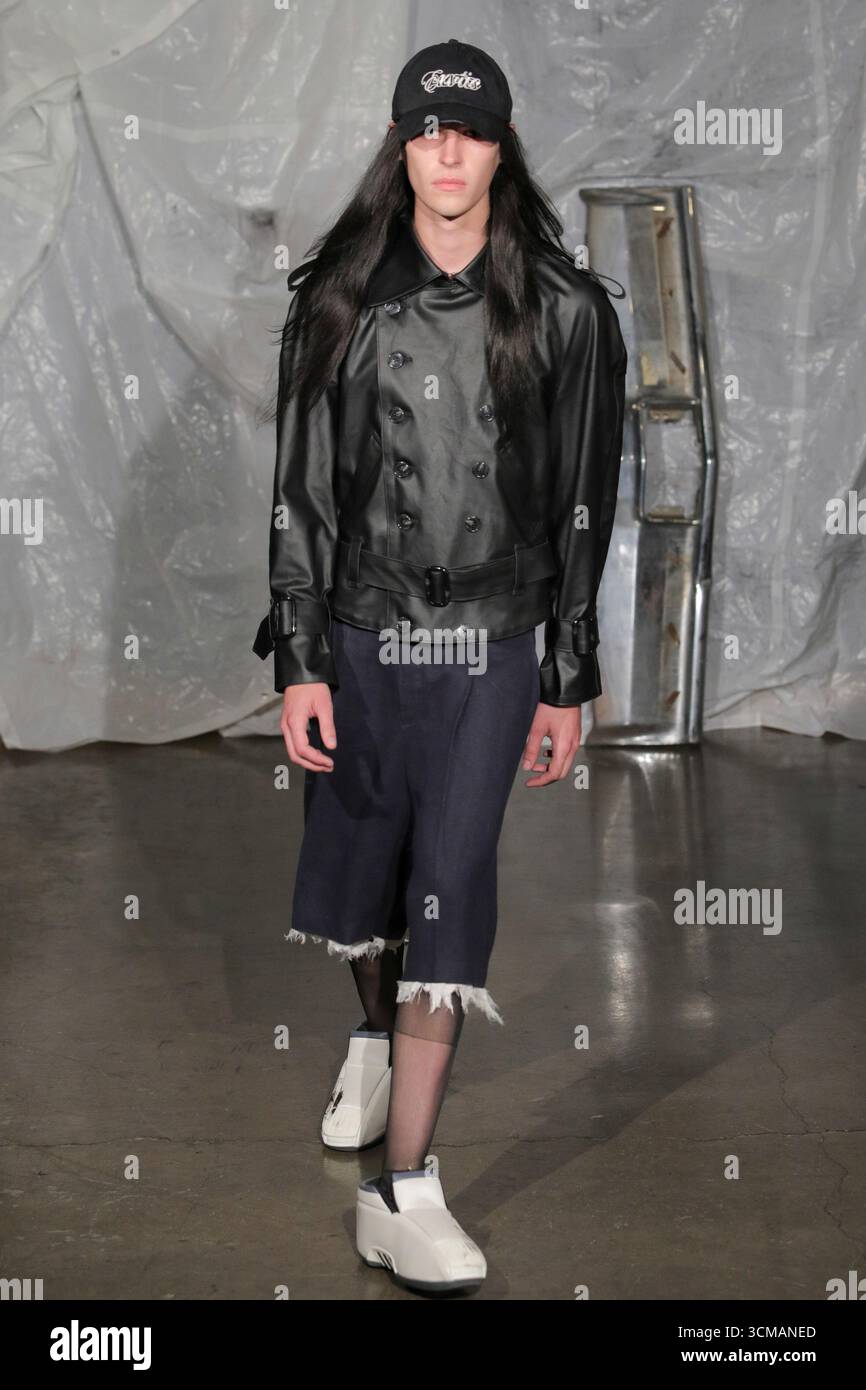 A model is seen on the catwalk at the Gabe Gordon fashion show during ...