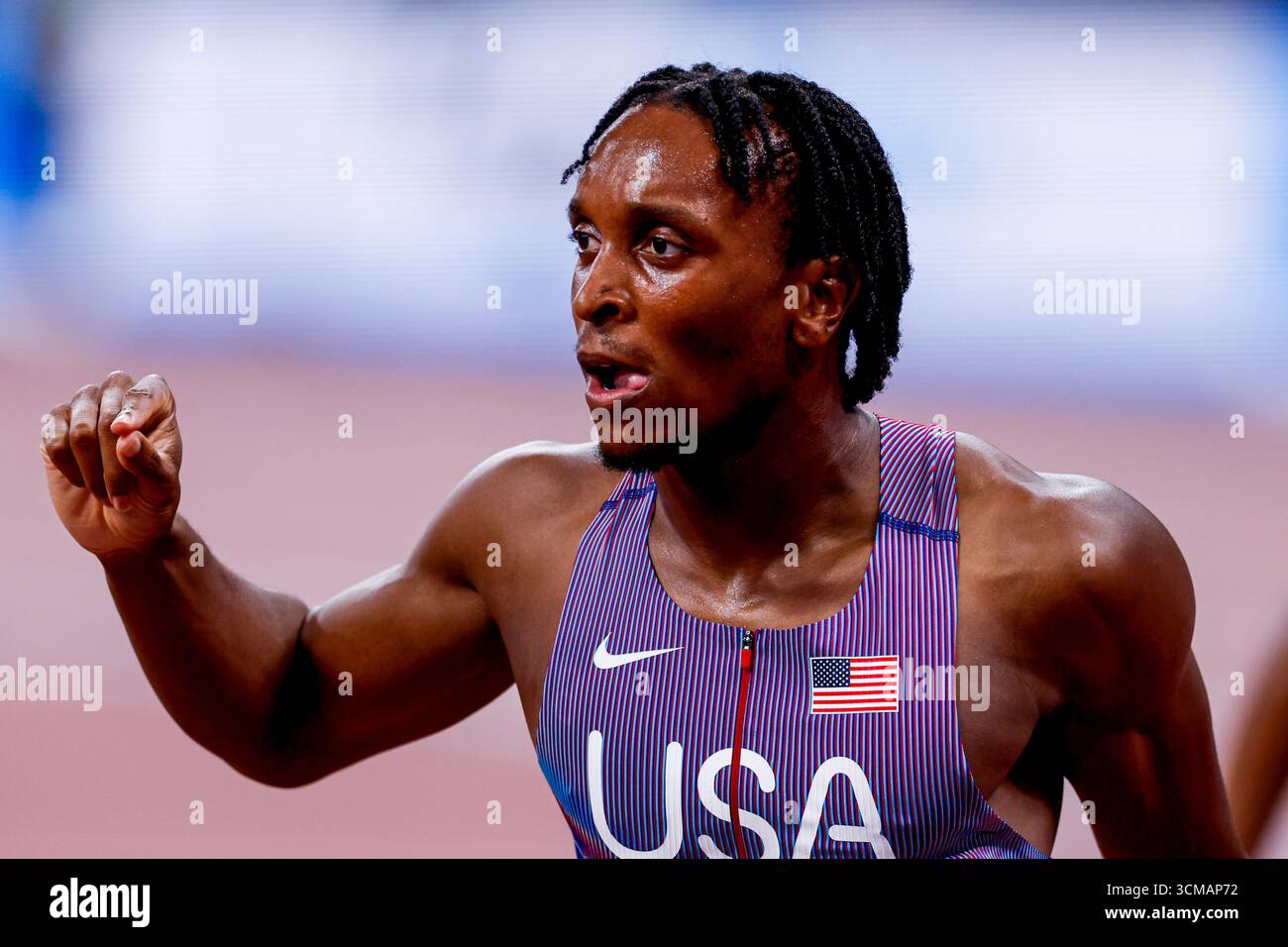 Dylan Beard of United States of America looks on after competing in the ...