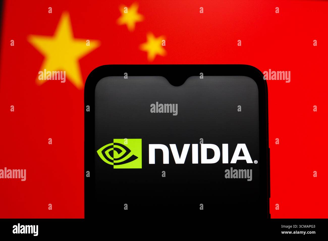 In this photo illustration, the Nvidia Corporation logo is seen ...