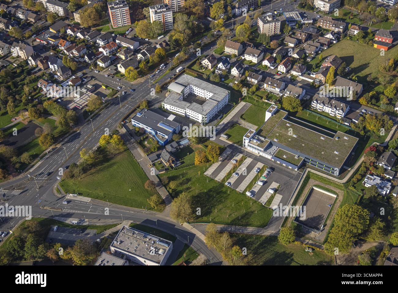 Aerial view, Sanitaetshaus Riepe, new building on Hagener Strasse ...