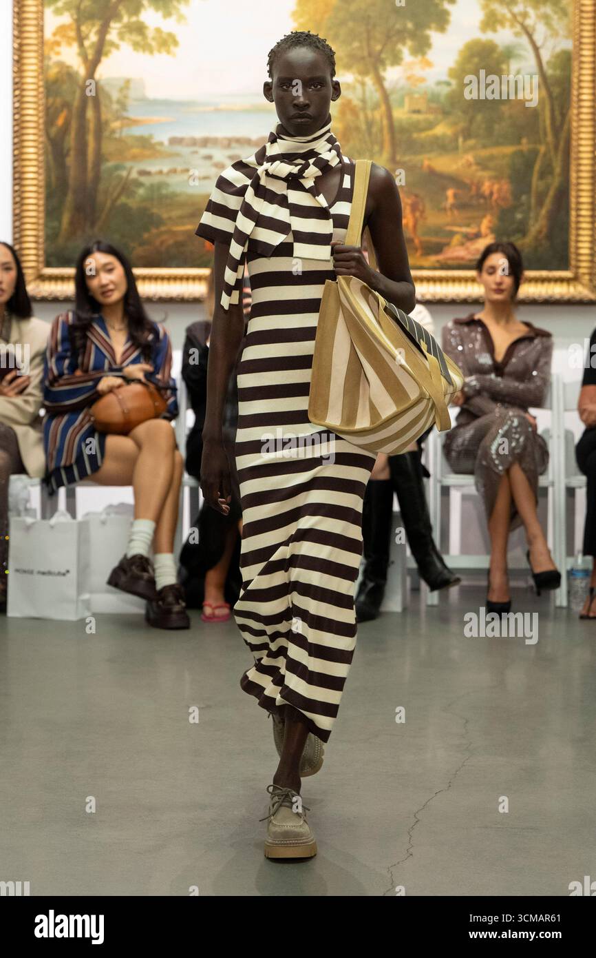 Model Balat Pal is seen on the catwalk at the Monse fashion show during ...