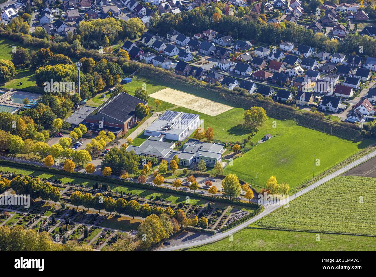 Aerial view, Franz-Voss-Halle, HSC 08 Hammer SportClub 2008, Sport-Kita ...