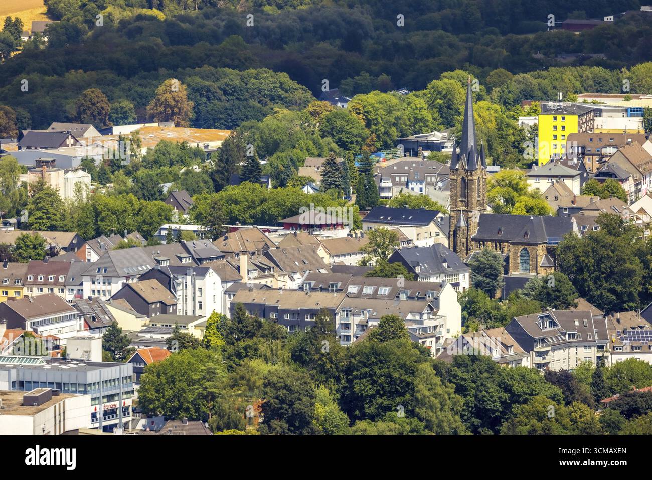 Aerial view, Catholic St. Suitbertus Church, Leubeck, Heiligenhaus ...