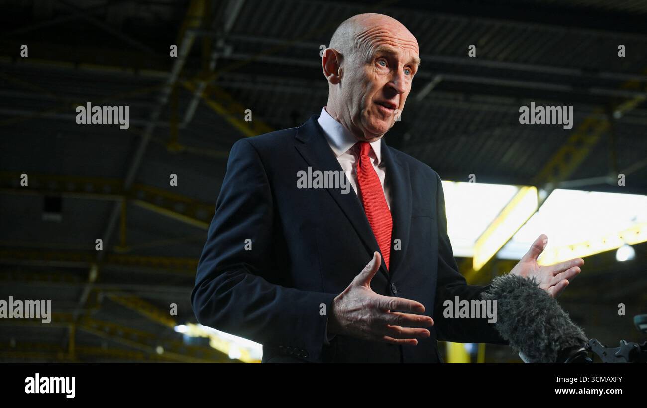 Defence Secretary John Healey during a visit to Tekever's new military ...
