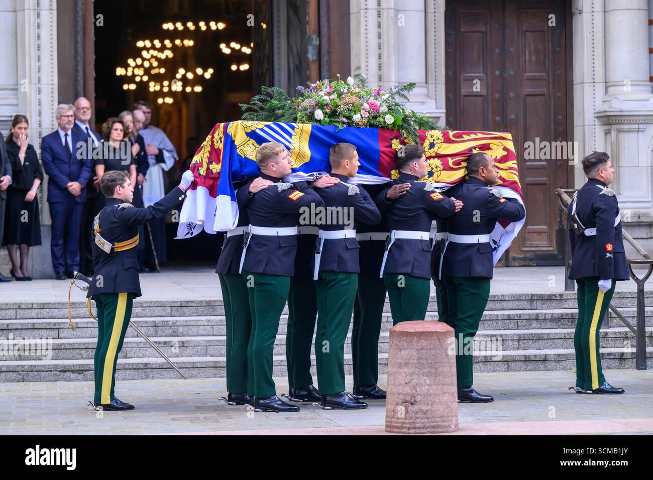 The coffin of the Duchess of Kent arrives at Westminster Cathedral in central London, ahead of ...