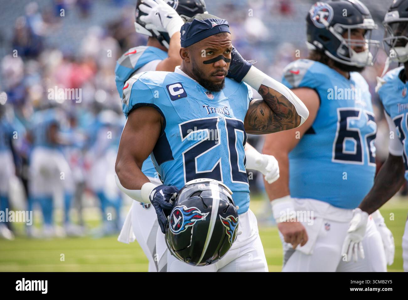 Tennessee Titans running back Tony Pollard (20) during warmups before ...