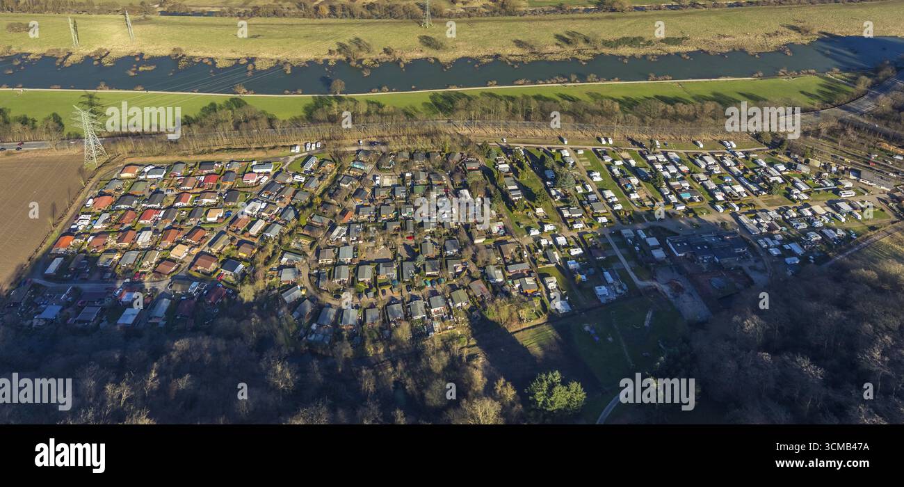Aerial view, river Ruhr Ruhr loop with nature reserve Ruhraue Winz as ...
