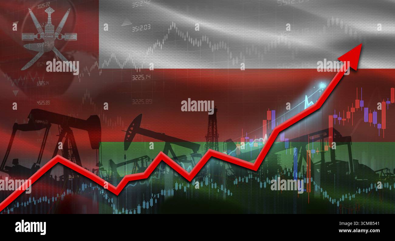 Oil pumps with Oman flag. Oil production with Oman flag, petrol ...