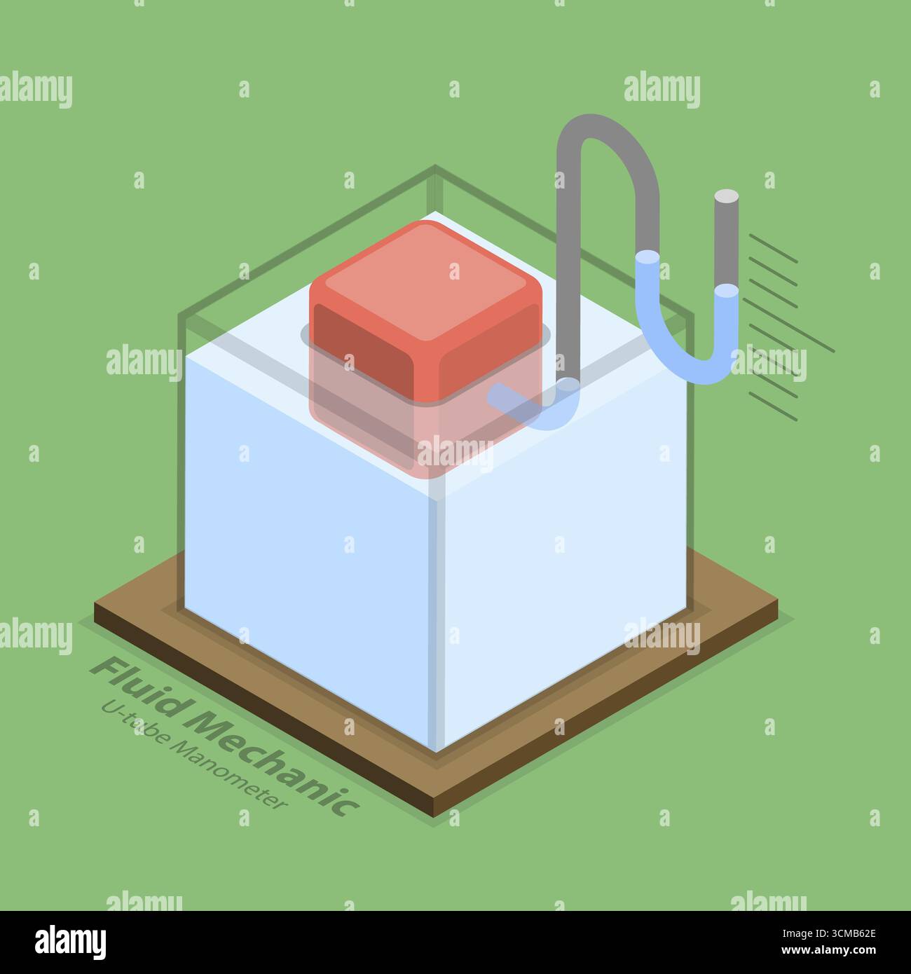 3D Isometric Flat Illustration of Fluid Pressure, U-shape Tube ...
