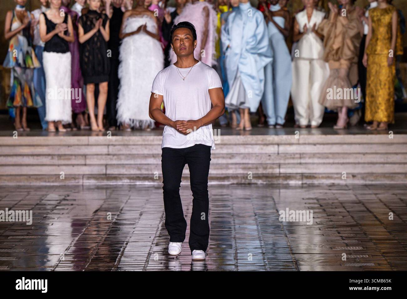 Designer Prabal Gurung is seen on the catwalk at the Prabal Gurung ...