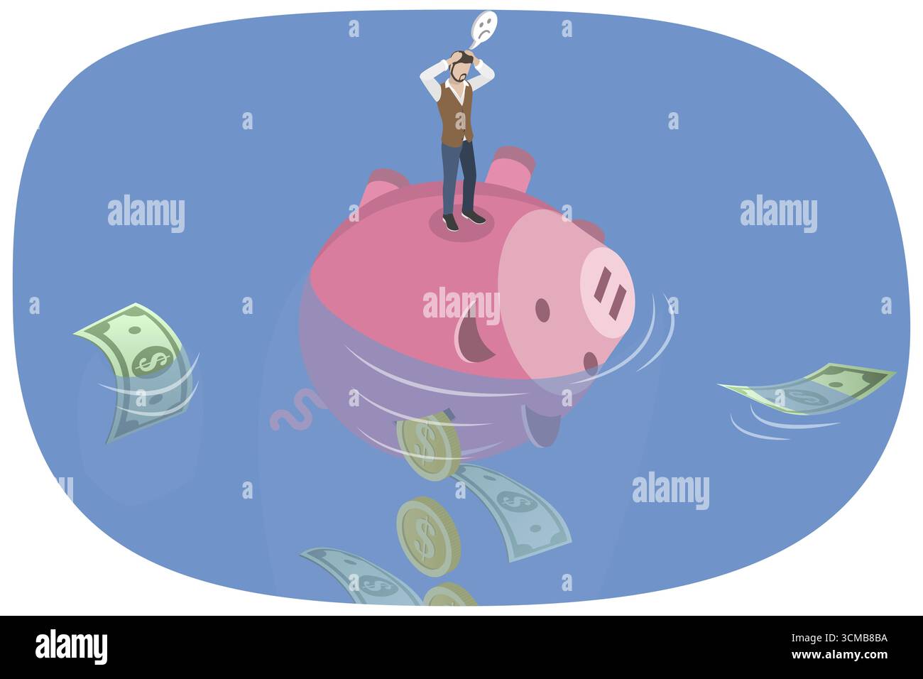 3D Isometric Flat Illustration of Sunk Cost Fallacy, Evaluating ...
