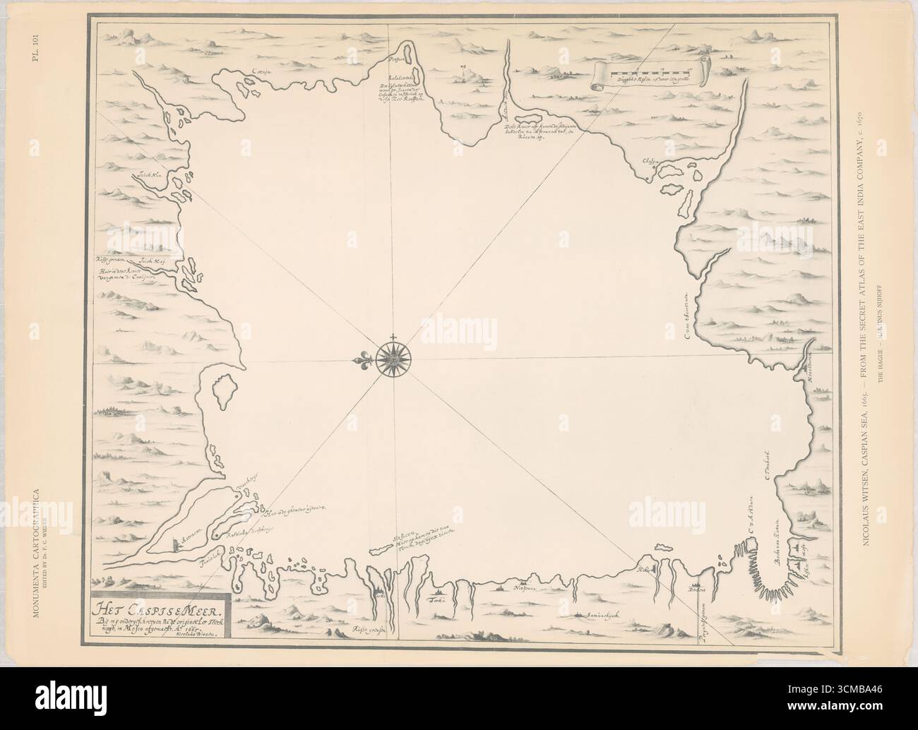 Map of the Caspian Sea by Nicholaus Witsen, 1665, from the Secret Atlas ...