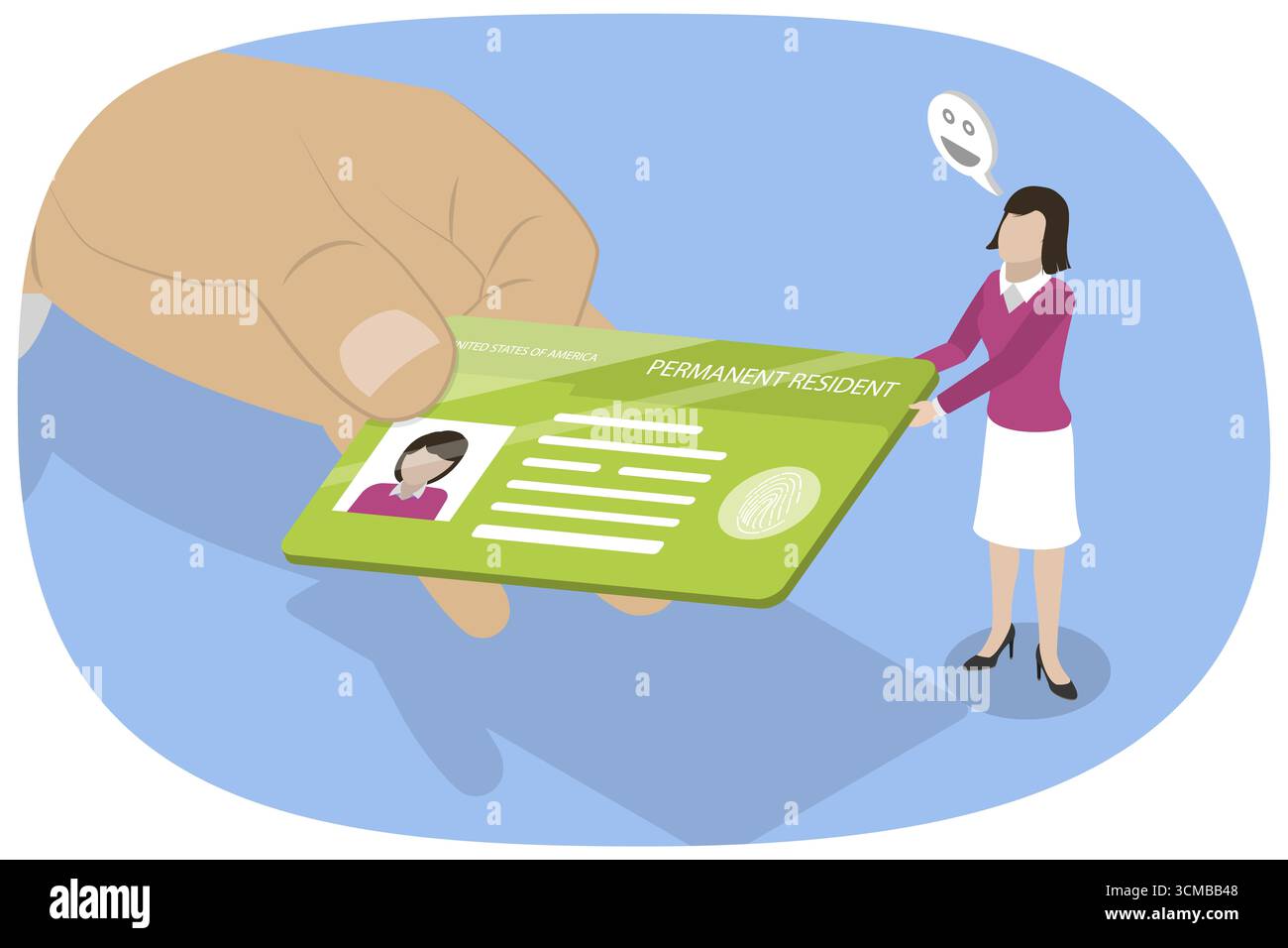 3D Isometric Flat Illustration of Permanent Residency Card, State ...
