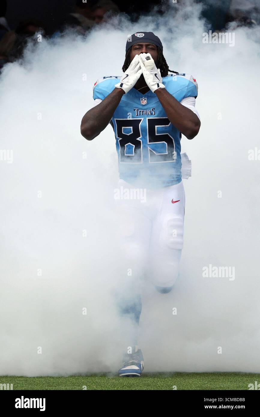 Tennessee Titans tight end Chig Okonkwo (85) during team introductions ...