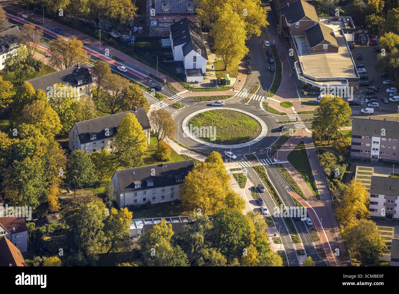 Aerial view, New roundabout at Wiesmannstrasse and Horster Strasse ...