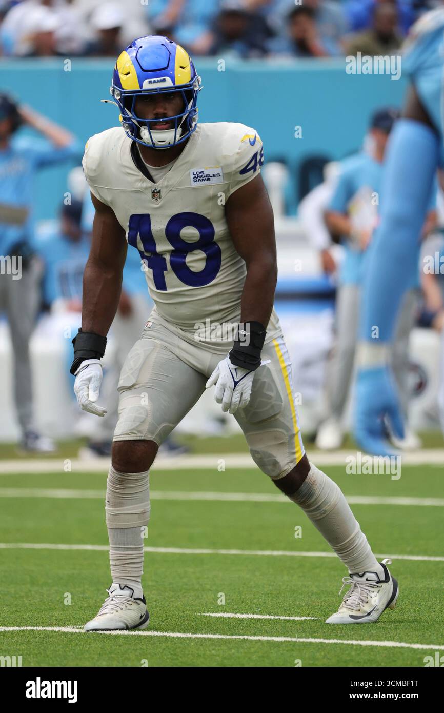 Los Angeles Rams linebacker Omar Speights (48) lines up against the ...