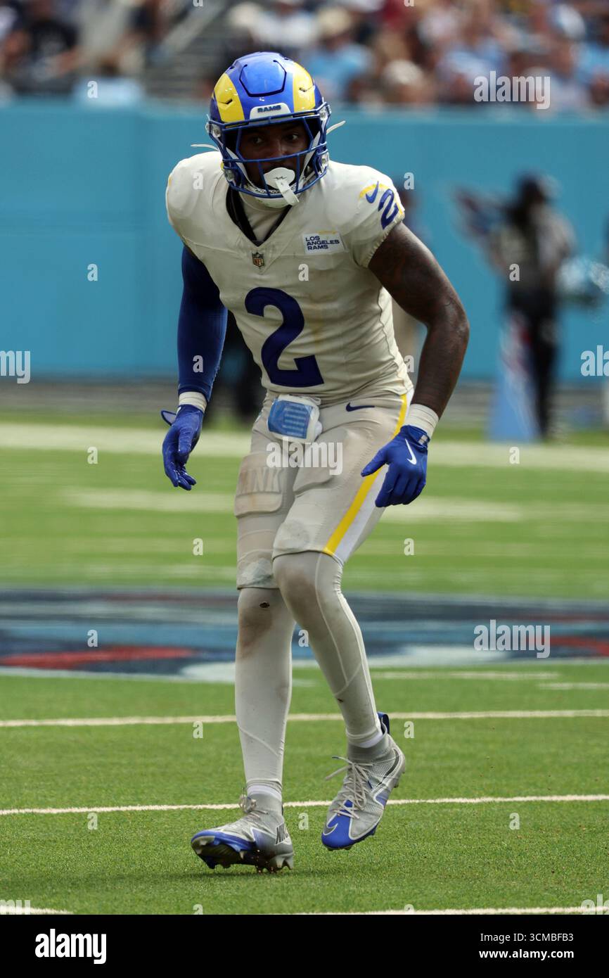 Los Angeles Rams safety Jaylen McCollough (2) lines up against the ...