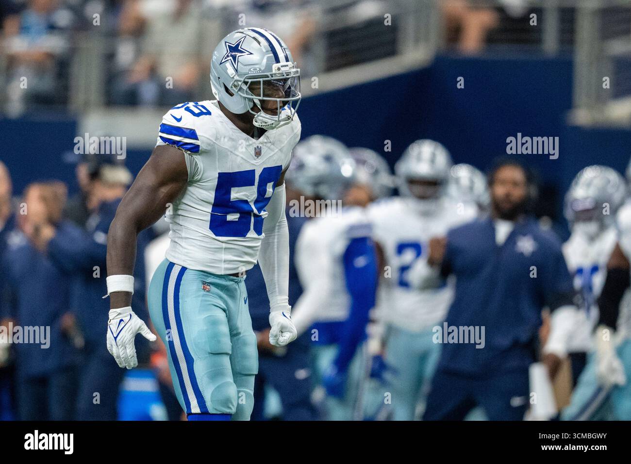 Dallas Cowboys linebacker Kenneth Murray Jr. (59) celebrates a play ...