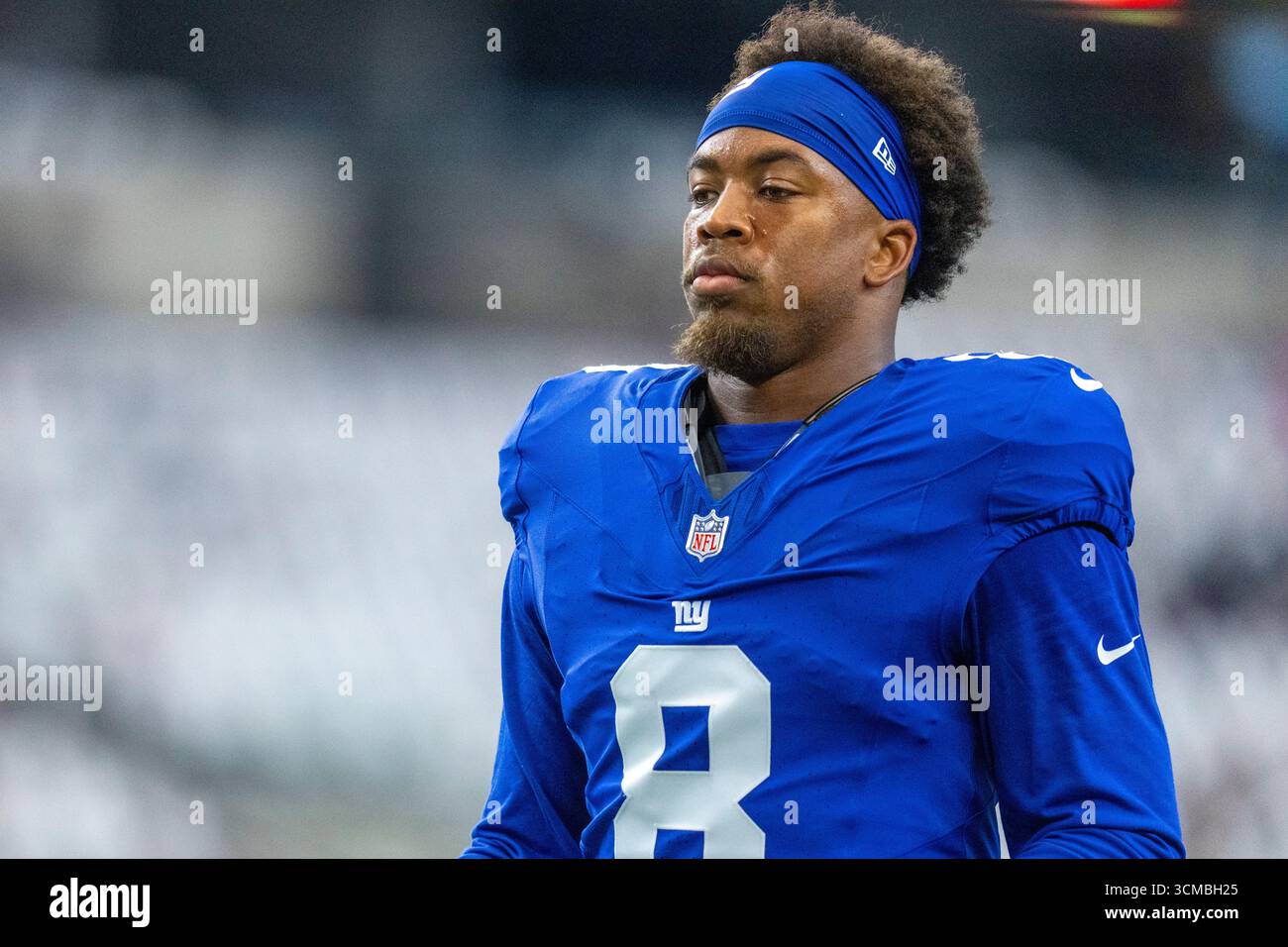 New York Giants safety Jevon Holland (8) works out during an NFL ...