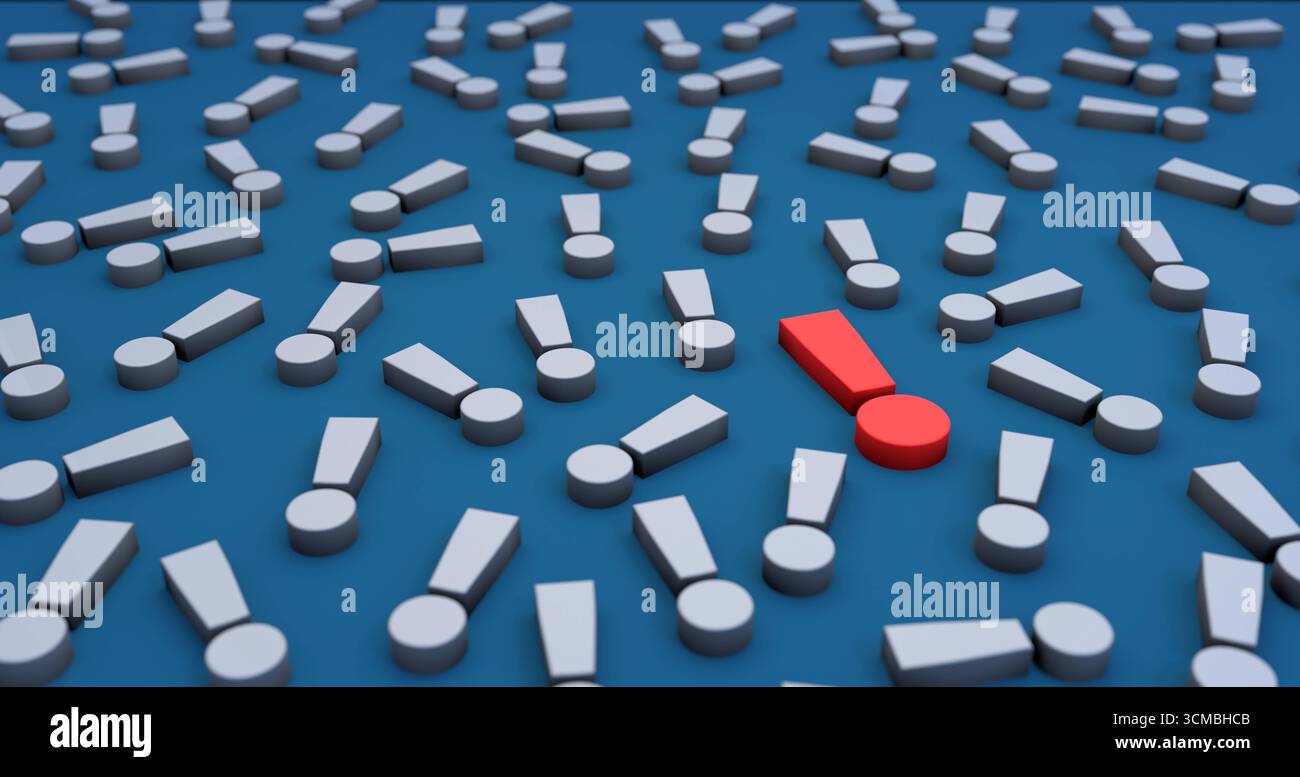 Gray exclamation mark, one exclamation mark in red. Gray exclamation ...