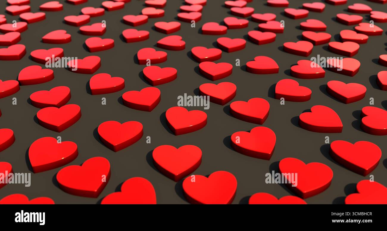 Red heart symbols on a dark background. Red heart symbols on a dark ...