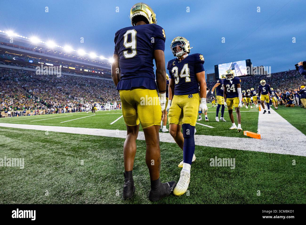September 13, 2025: Notre Dame safety Tae Johnson (9) and Notre Dame ...