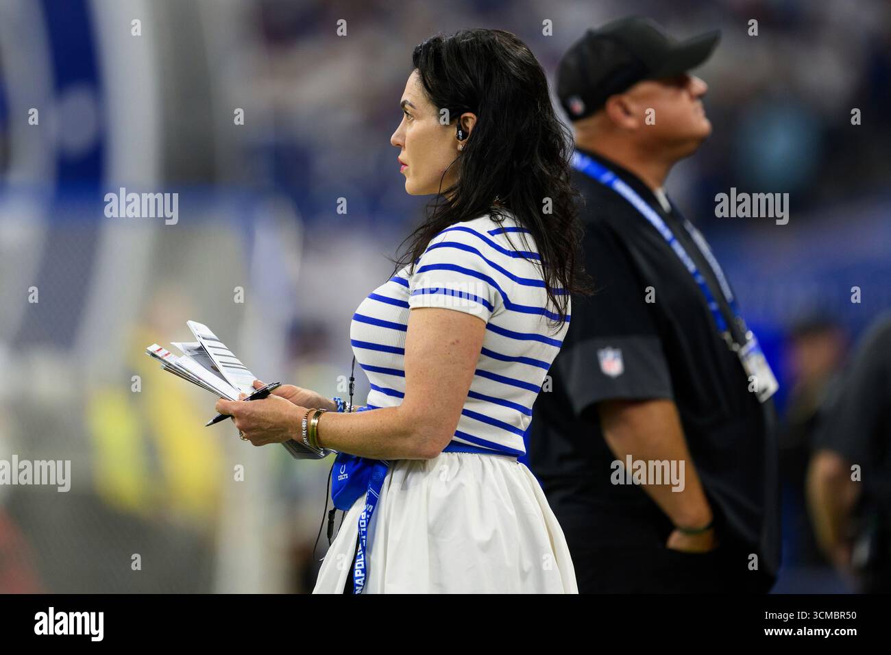 Indianapolis Colts owner Carlie Irsay-Gordon takes notes on the ...