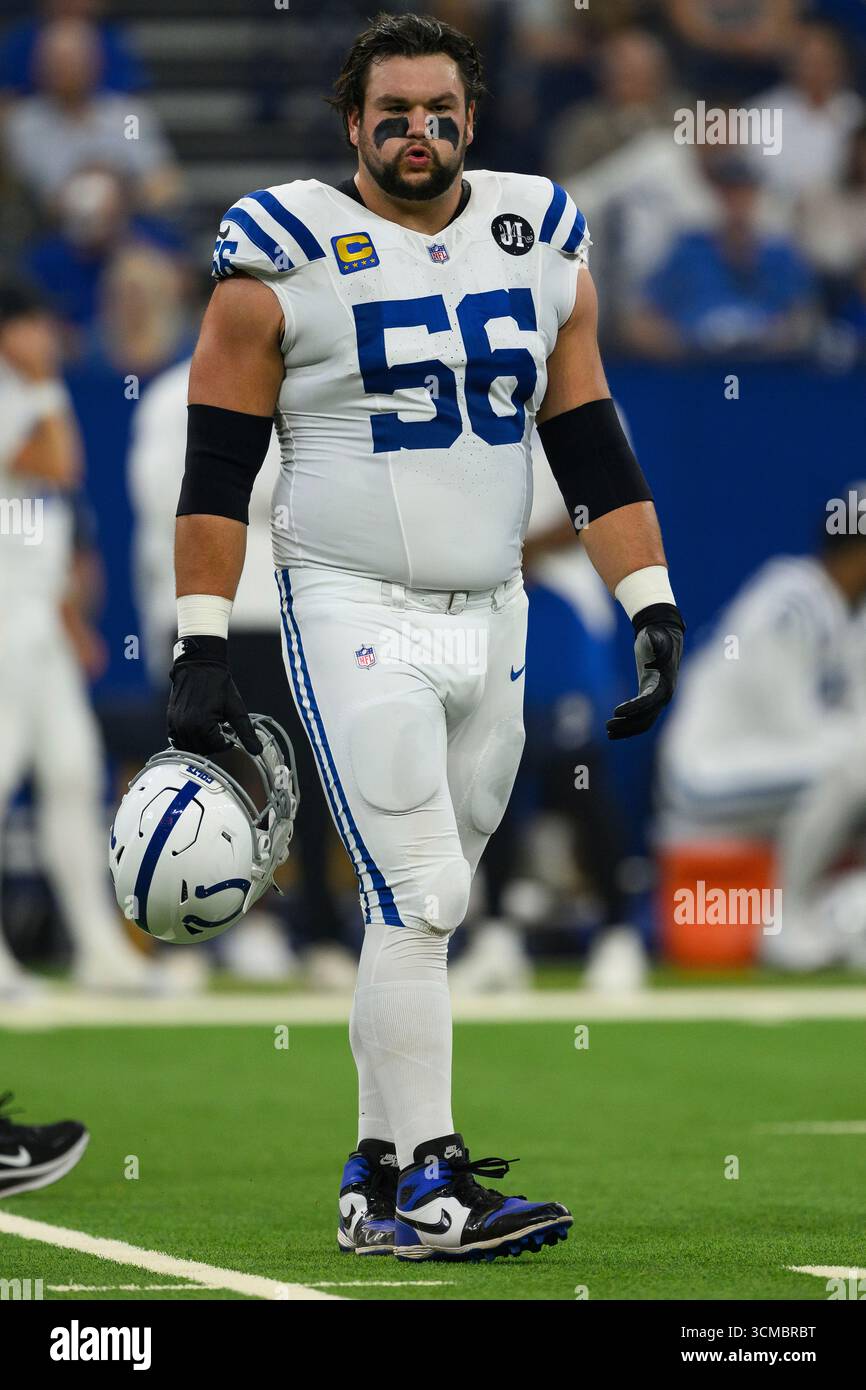 Indianapolis Colts guard Quenton Nelson (56) walks to the huddle during ...
