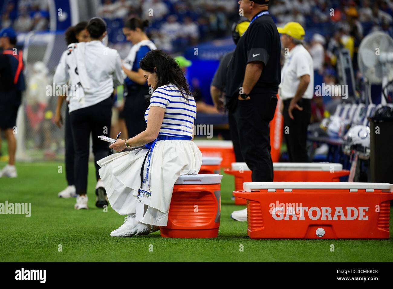 Indianapolis Colts owner Carlie Irsay-Gordon takes notes on the ...