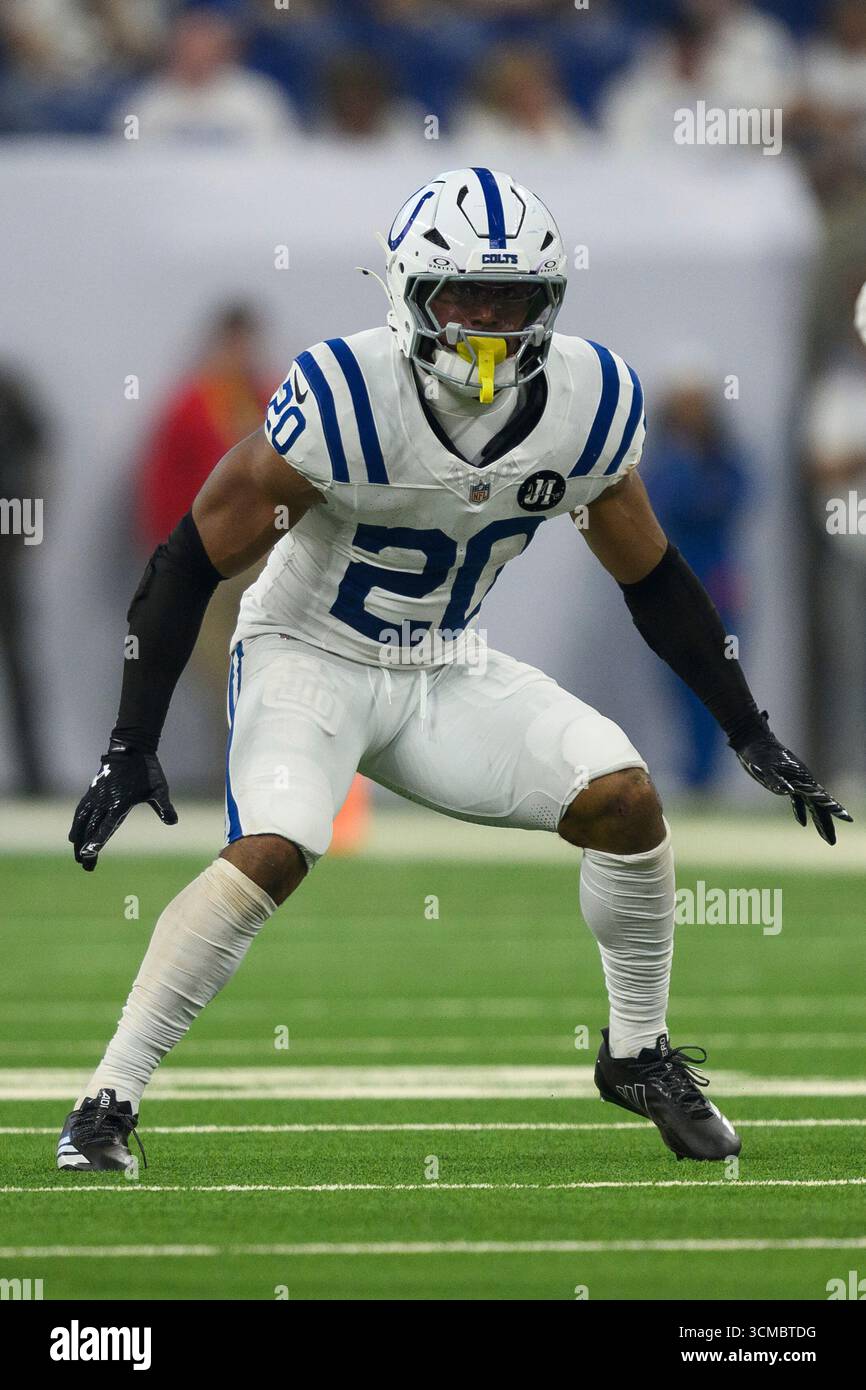 Indianapolis Colts safety Nick Cross (20) runs across the field during ...