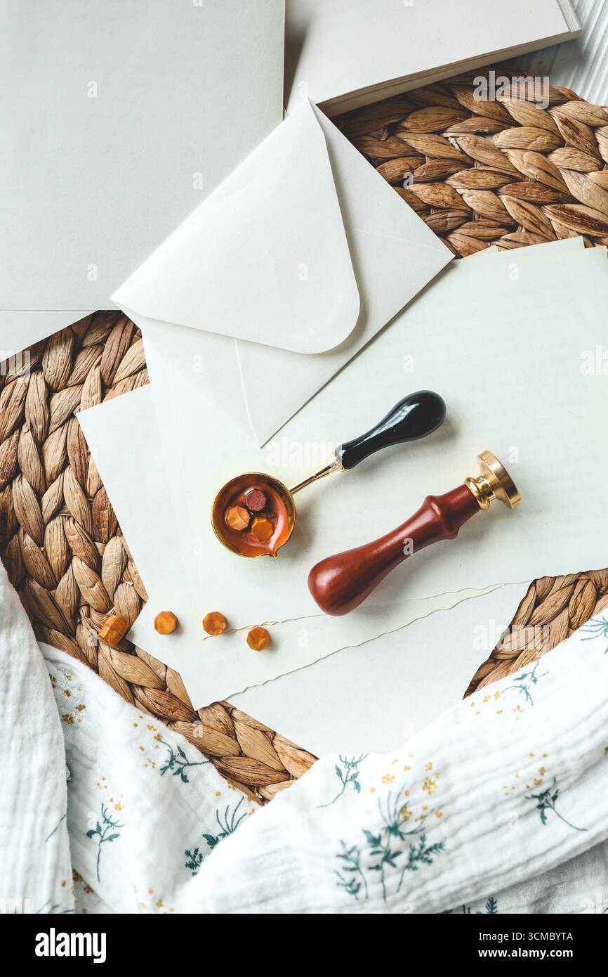 Letter stamp tools, aesthetic photo Stock Photo - Alamy