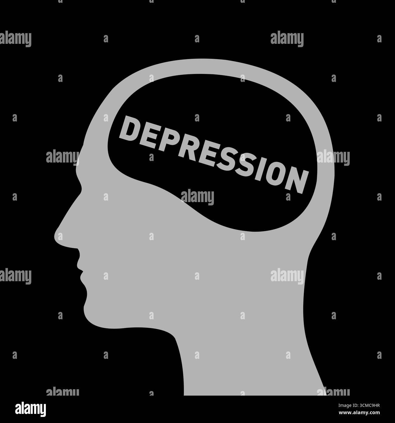 Depression and being depressed - head with diagnosis of mental disorder ...