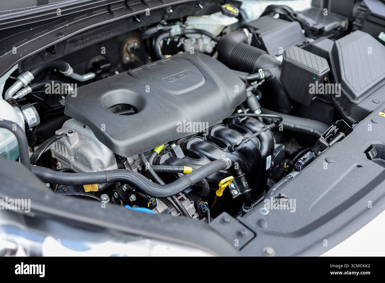 Open car hood close up background Stock Photo - Alamy