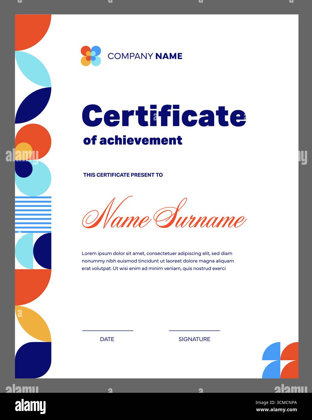 Certificate of achievement diploma template with geometric pattern ...