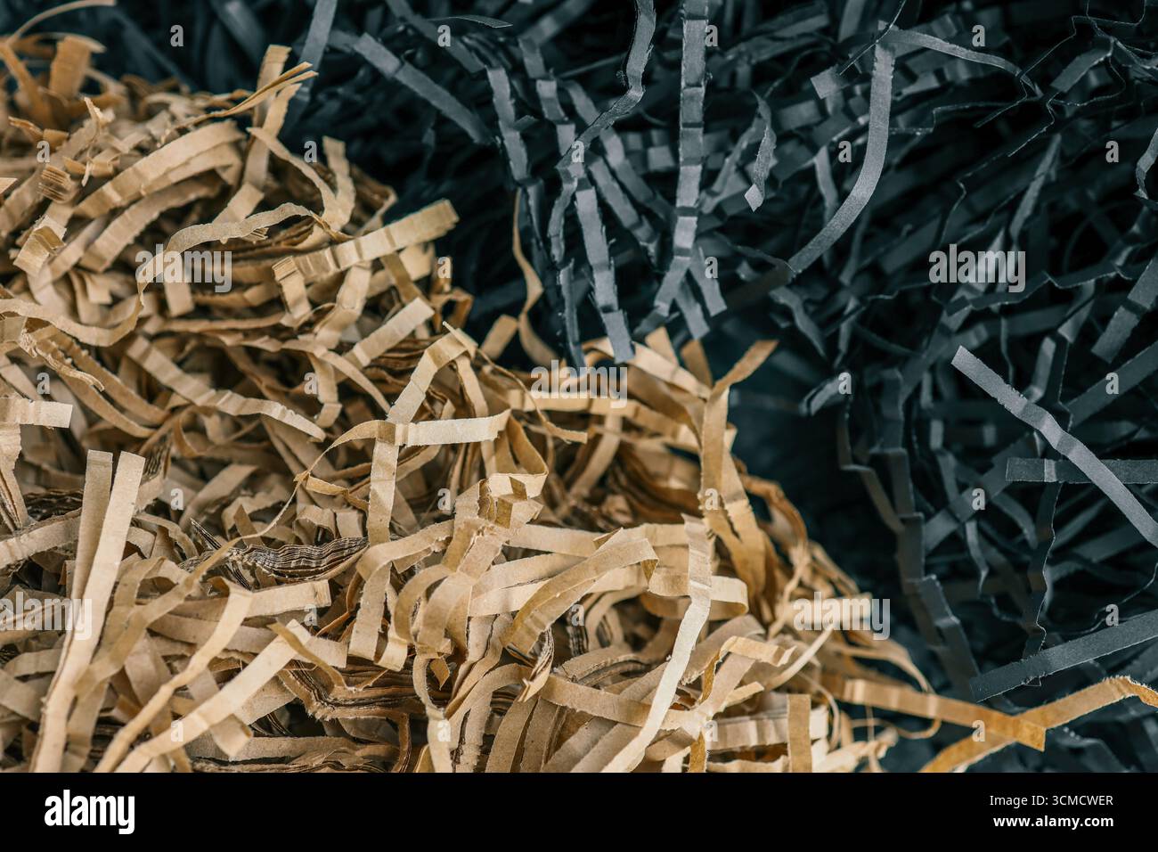 Beige and black color shredded paper . Gift box filler background Stock ...