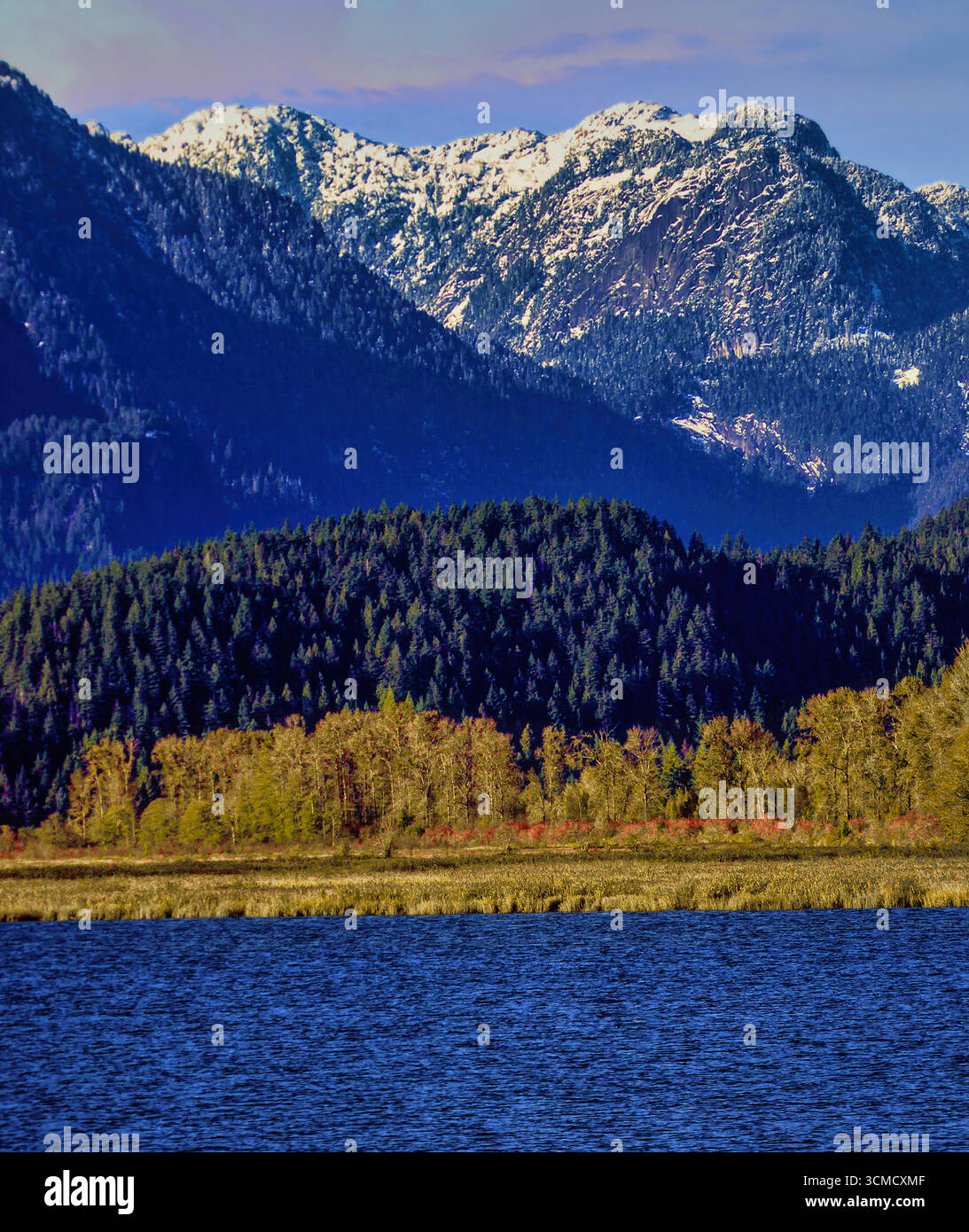 Scenic view shore mountain Stock Vector Images - Alamy