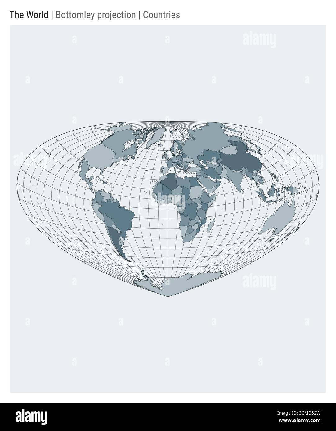 World Map. Bottomley projection. Countries style. High Detail World map for infographics ...