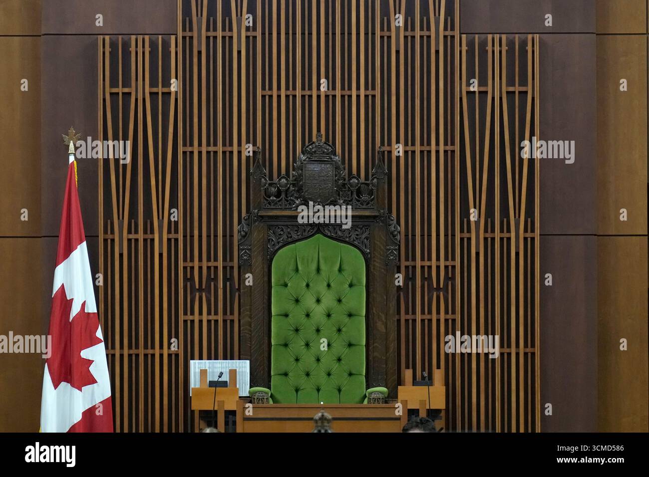 The Speakers chair is seen before the House of Commons session begins ...
