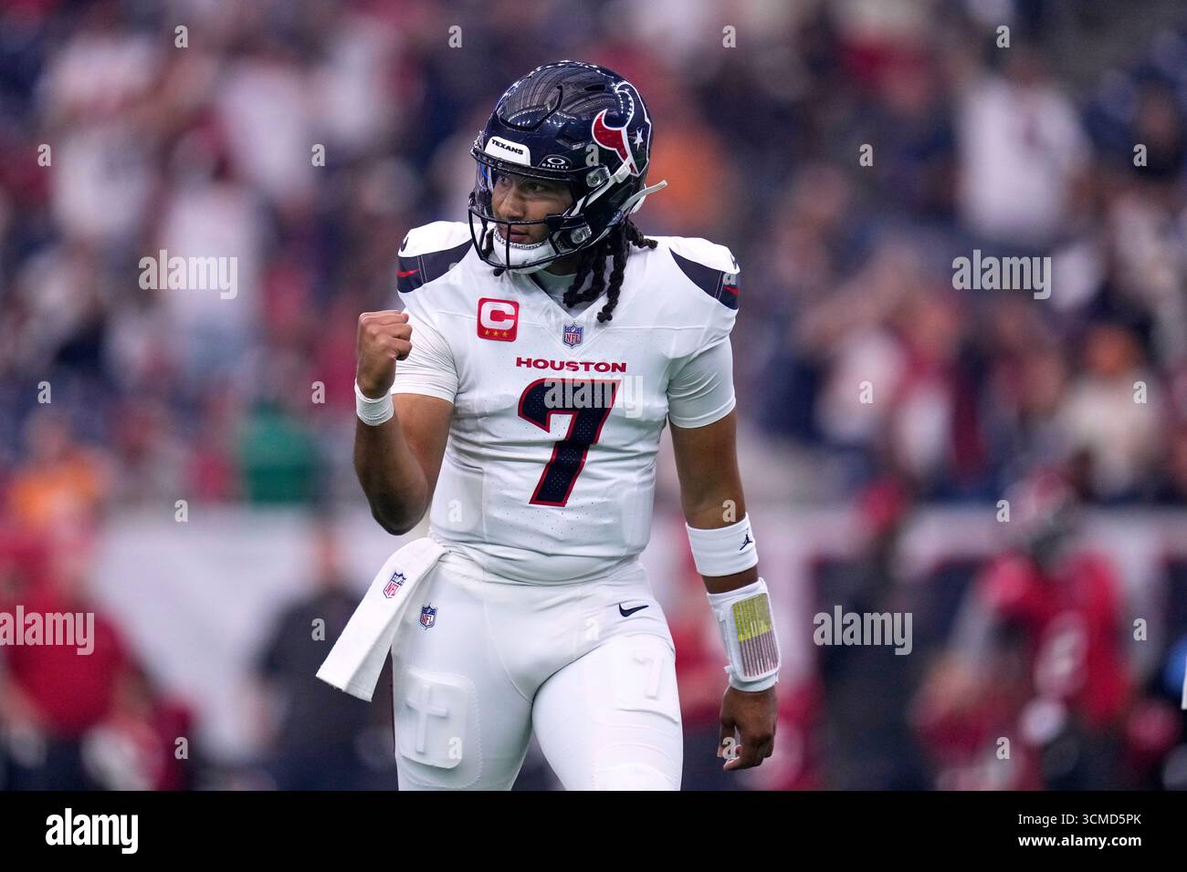 Houston Texans quarterback C.J. Stroud celebrates after throwing a ...