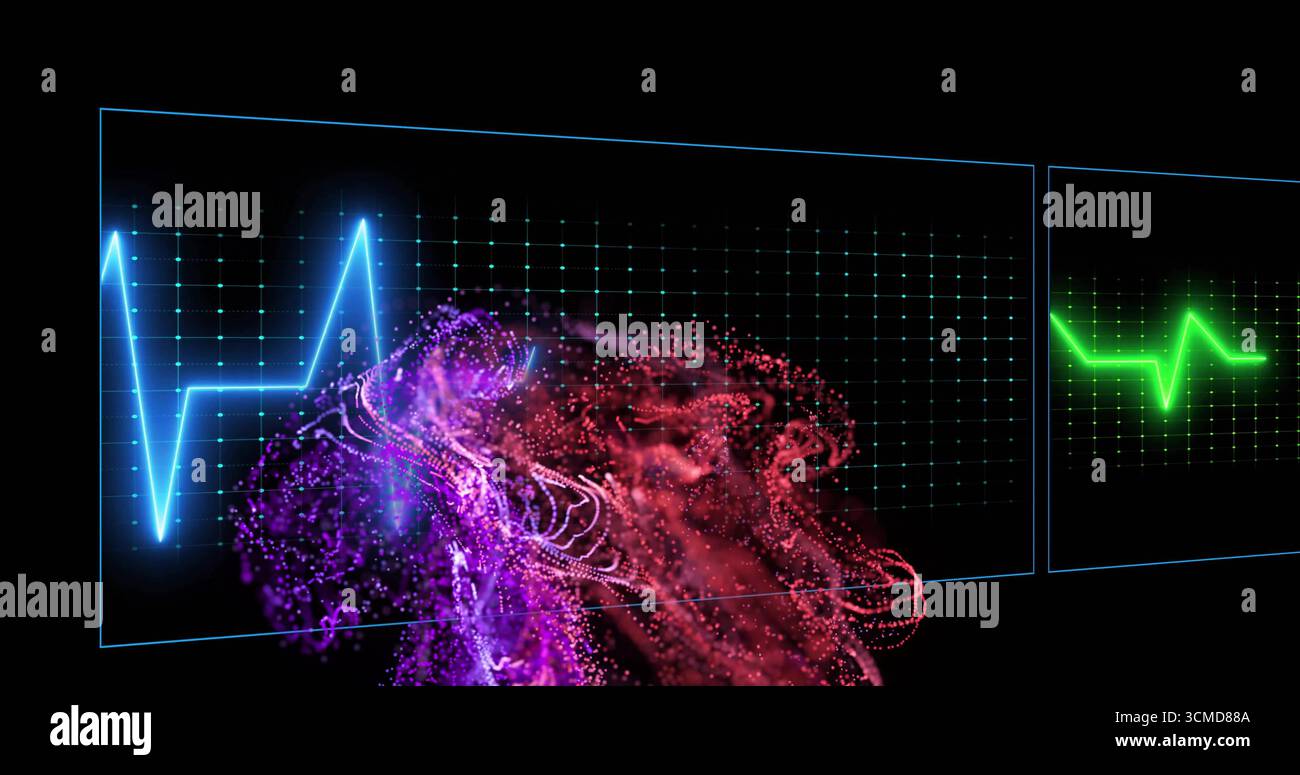 Dynamic display green particles swirling hi-res stock photography and ...