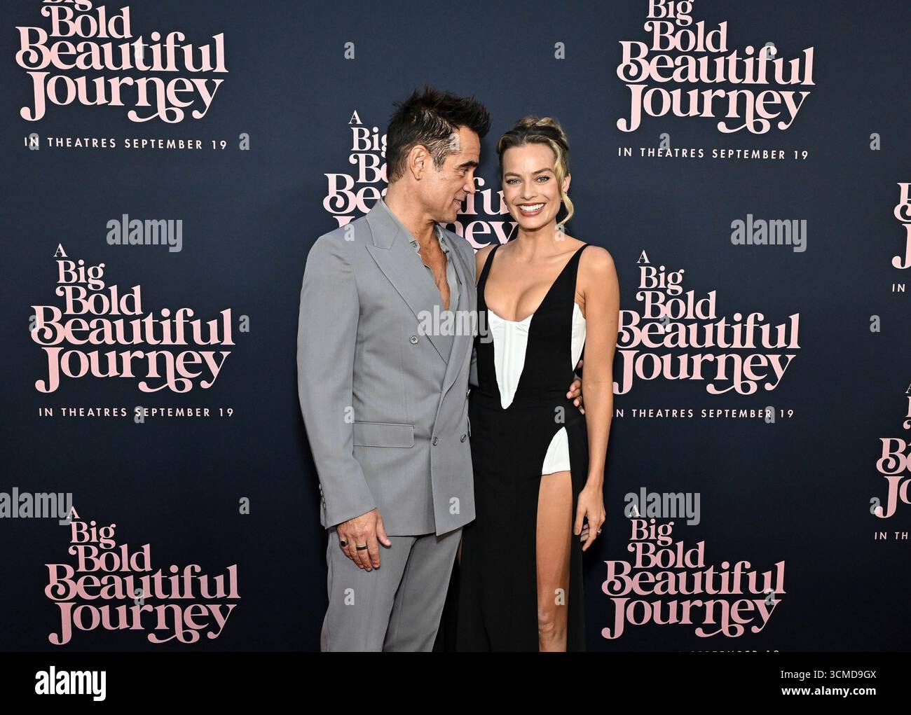 Colin Farrell, left, and Margot Robbie attend the Sony Pictures ...