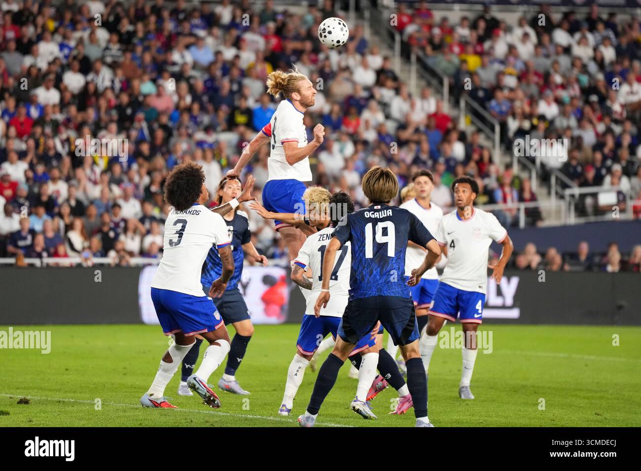 United States defender Tim Ream (13) heads the ball during a friendly ...