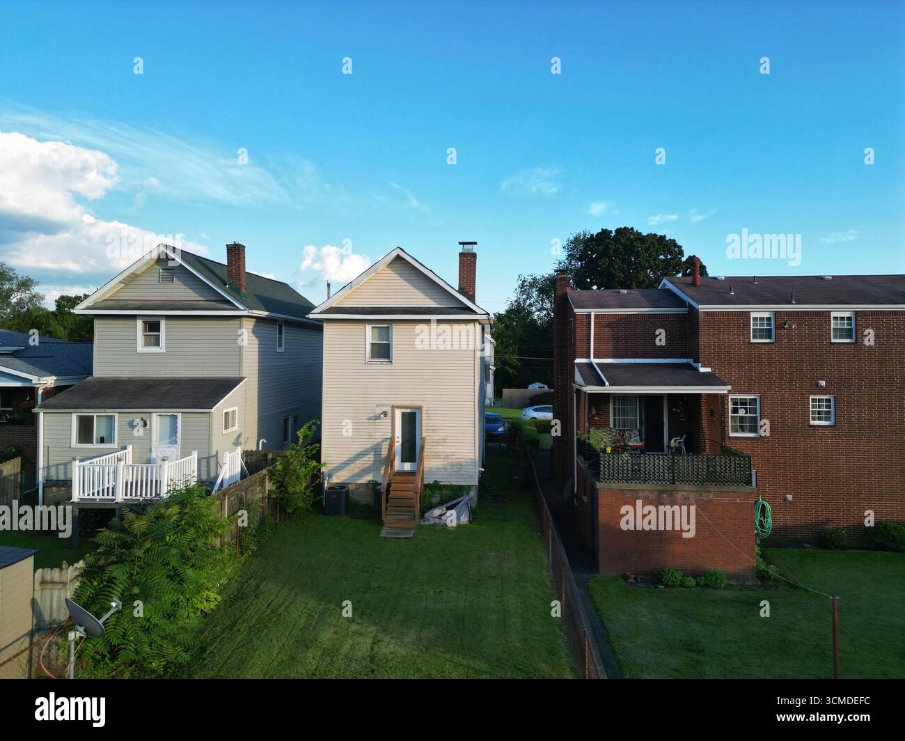 Three houses in Pittsburgh, Pennsylvania seen from above Stock Photo ...