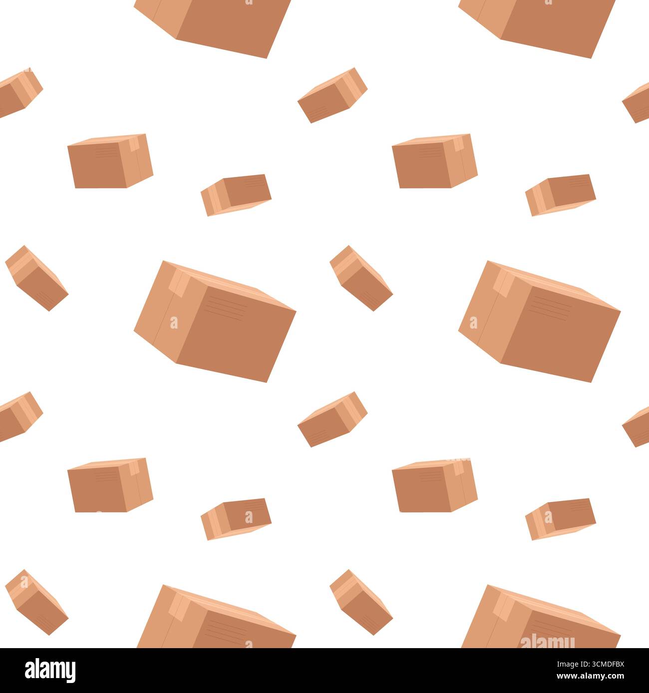 Pattern of scattered cardboard boxes on a white background Stock Vector ...